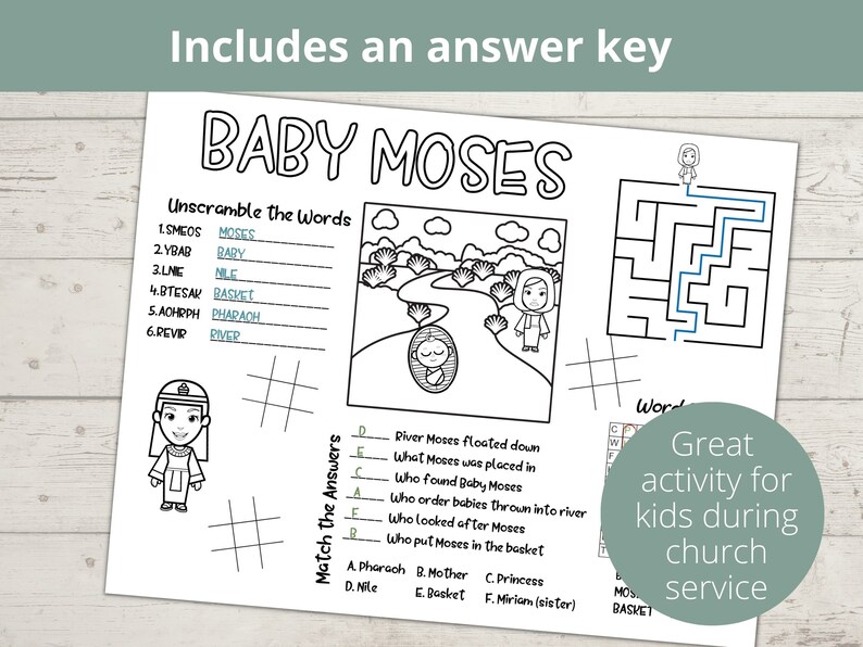 Baby Moses Craft, Sunday School Activities, Bible Placemat, Bible ...