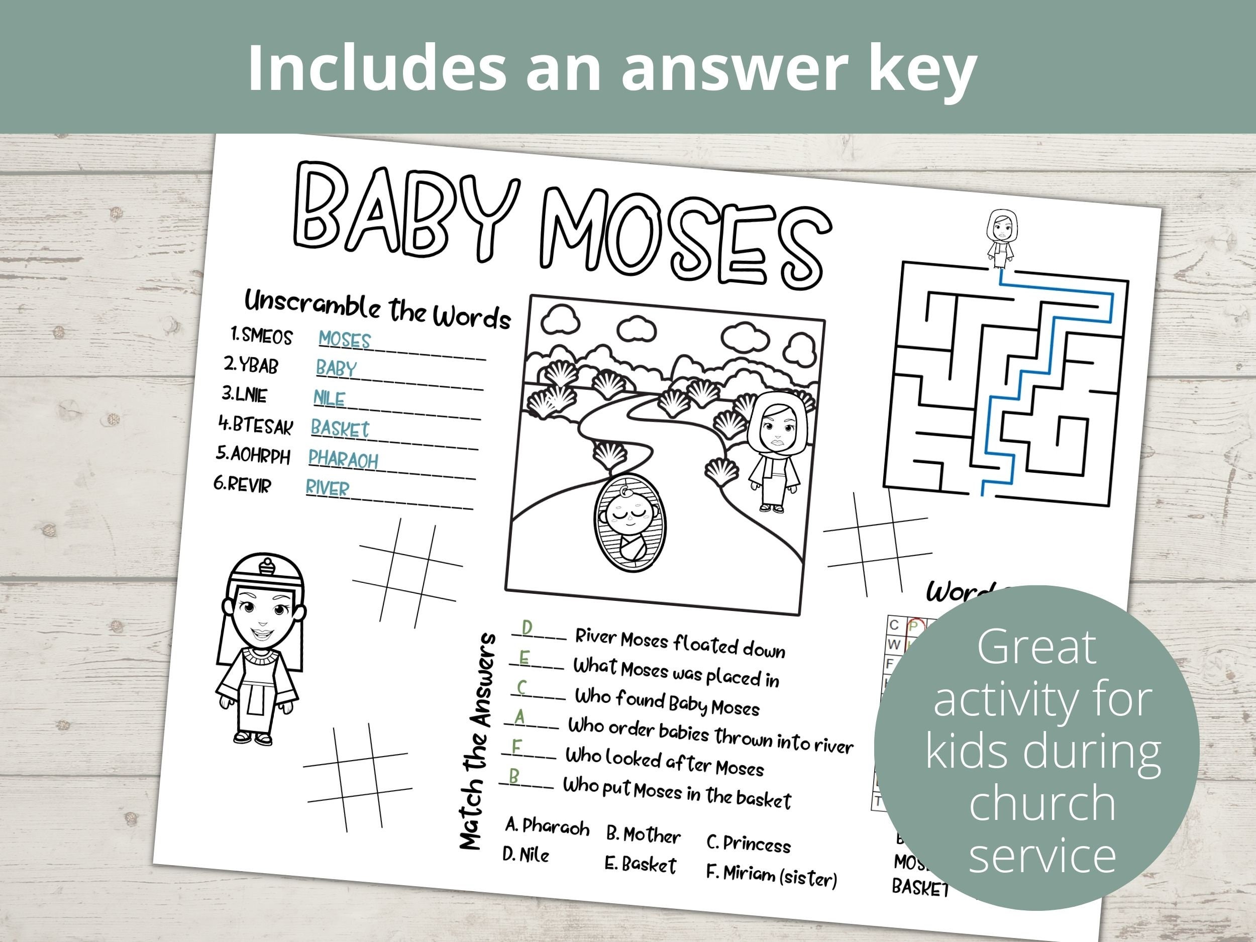 Baby Moses Craft, Sunday School Activities, Bible Placemat, Bible ...