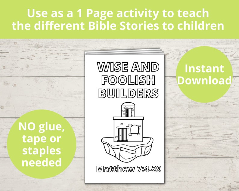 Wise and Foolish Builders Sunday School Craft, Bible Story Activity ...
