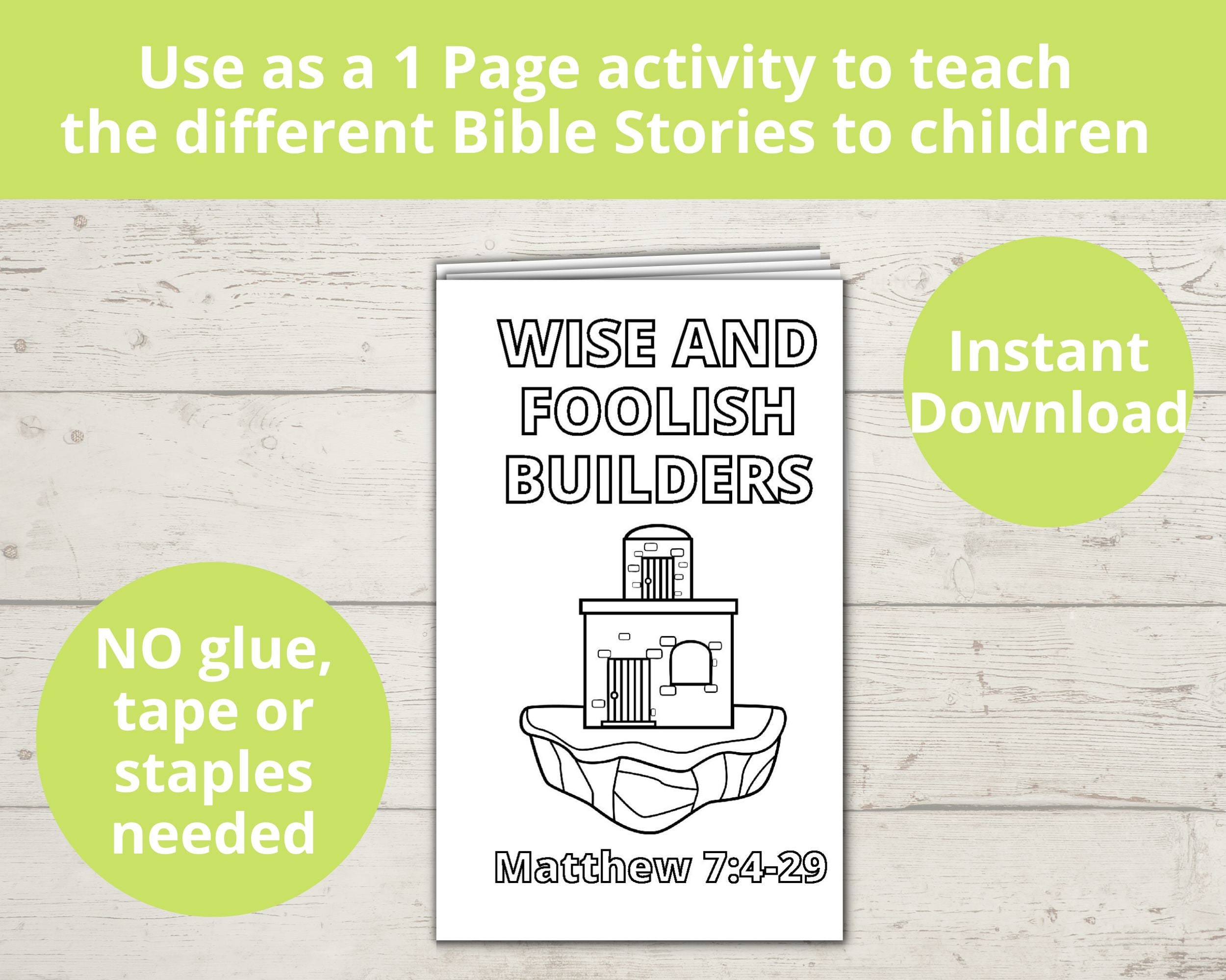 Wise and Foolish Builders Sunday School Craft, Bible Story Activity ...