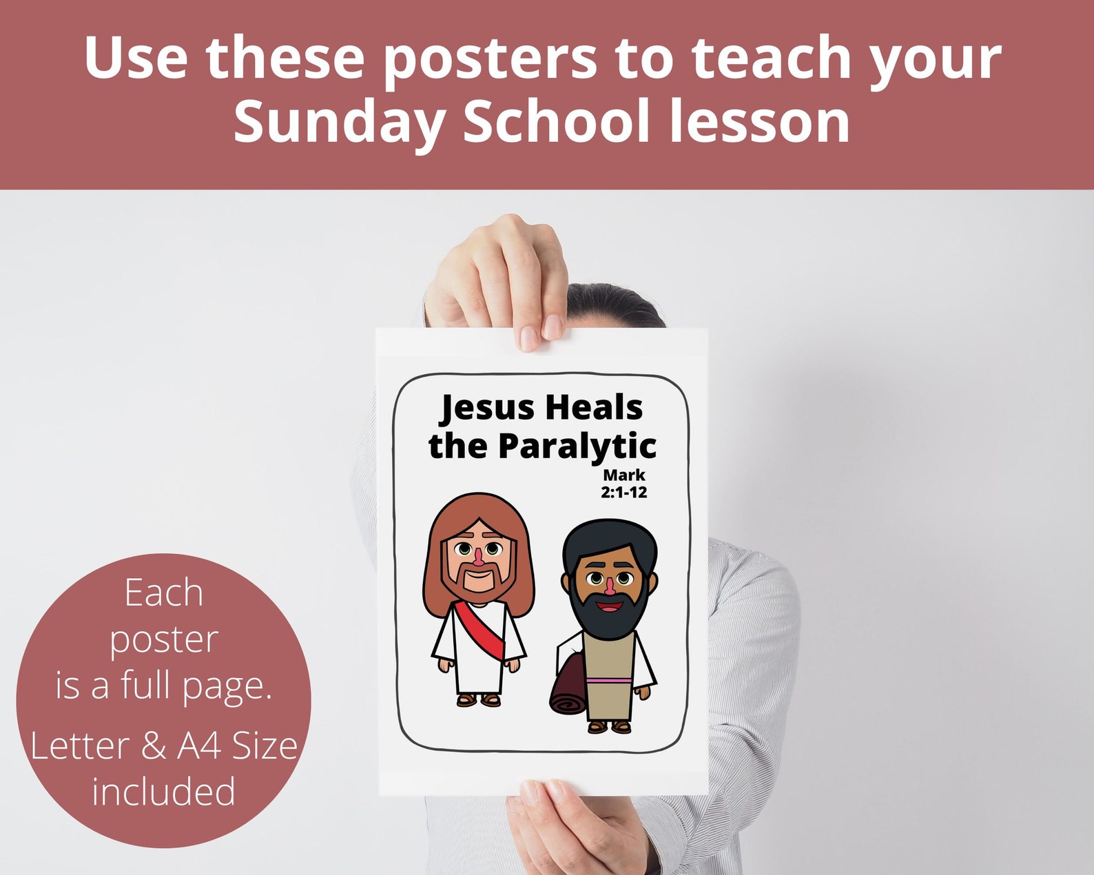 Jesus Heals Paralytic, Jesus Heals Paralyzed Man, Bible Story Poster ...
