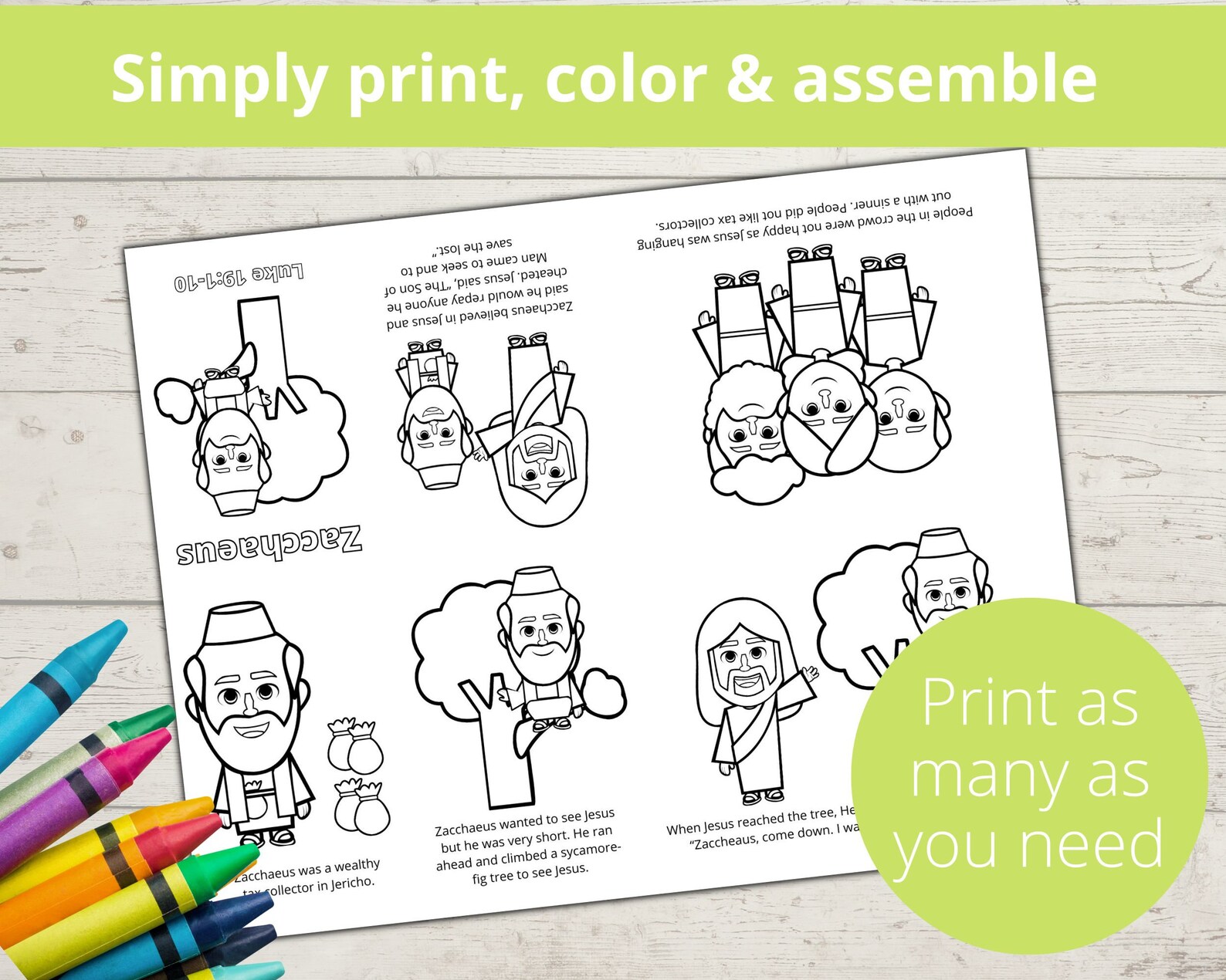 Zacchaeus Craft, Preschool Bible, Homeschool Bible Worksheets, Bible ...