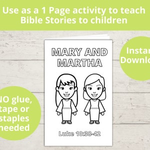 Martha and Mary, Mary and Martha, Preschool Bible Activity, Homeschool ...