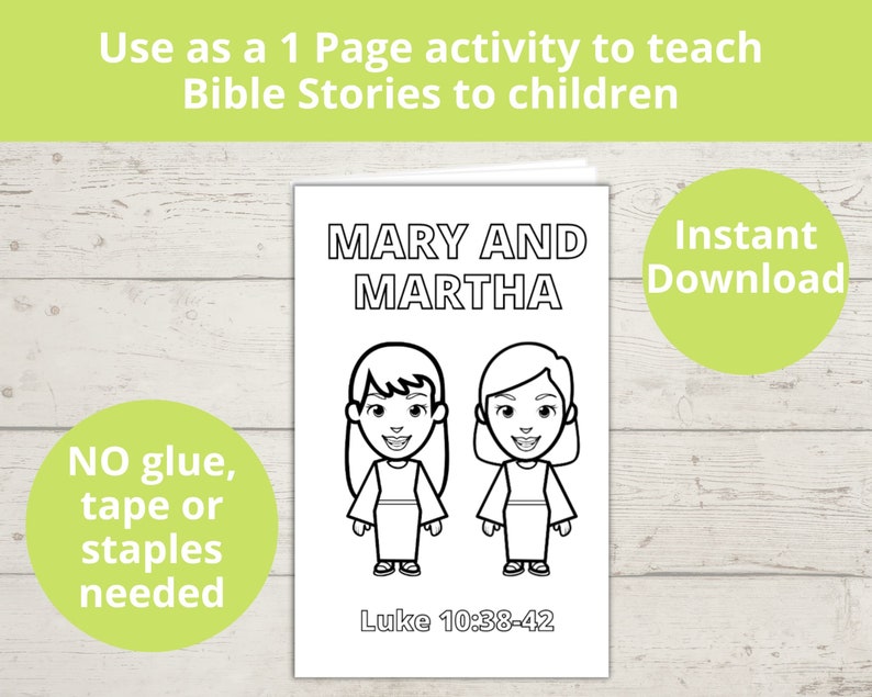 Martha and Mary, Mary and Martha, Preschool Bible Activity, Homeschool ...