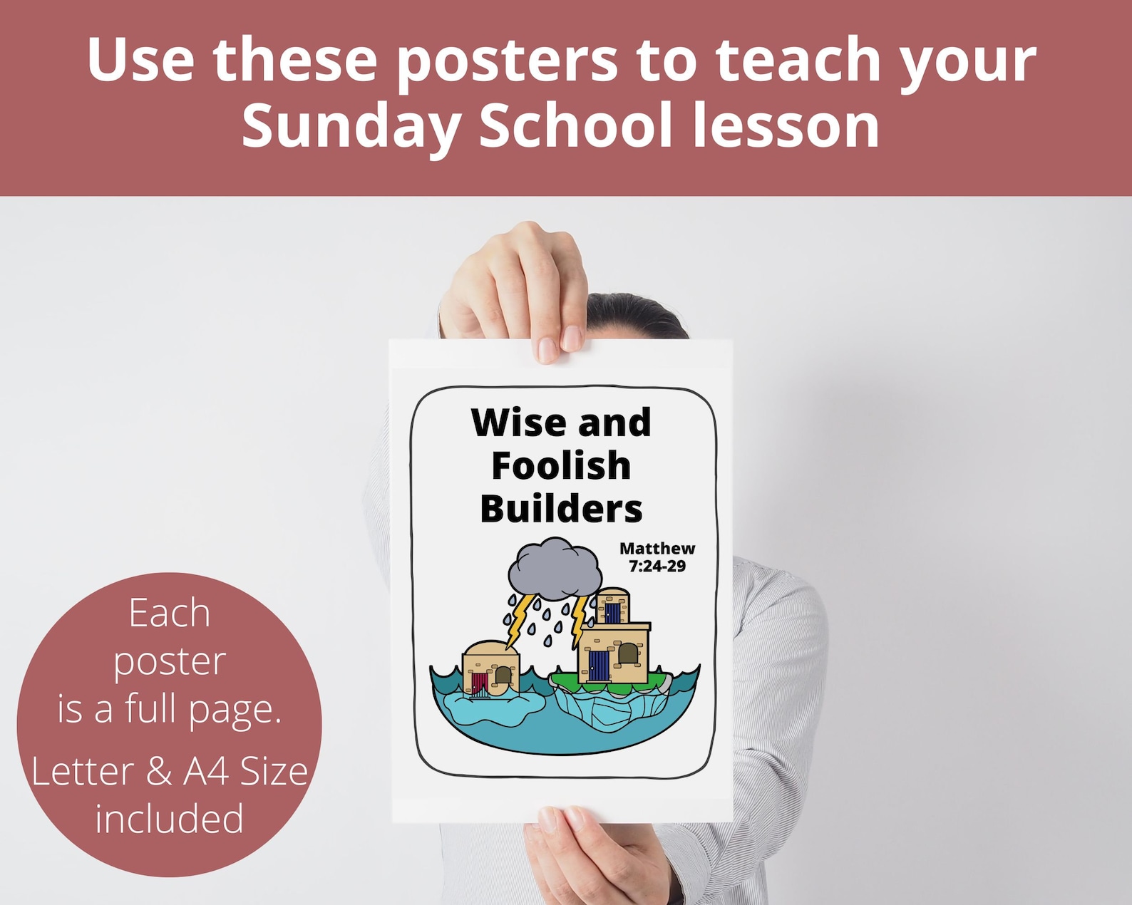 Wise and Foolish Builder, Bible Story Poster, Build Your House on the ...