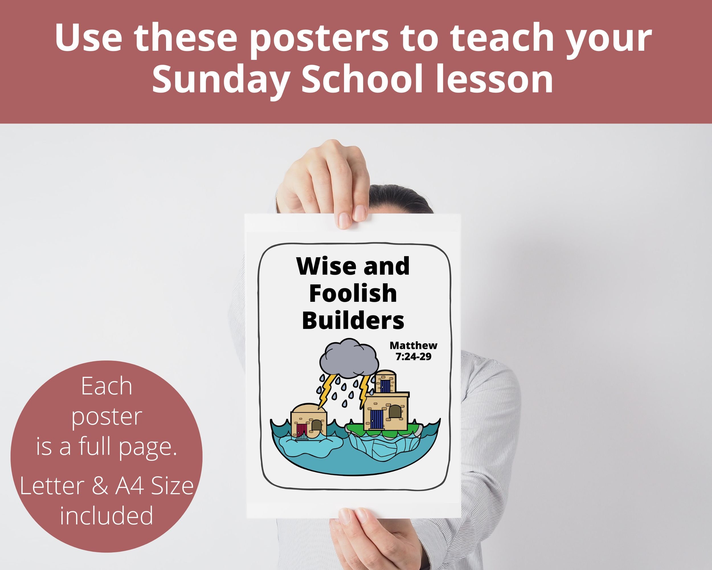 Wise and Foolish Builder, Bible Story Poster, Build Your House on the ...