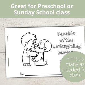 Parable of Unforgiving Servant, Mini Booklet, Preschool Bible ...