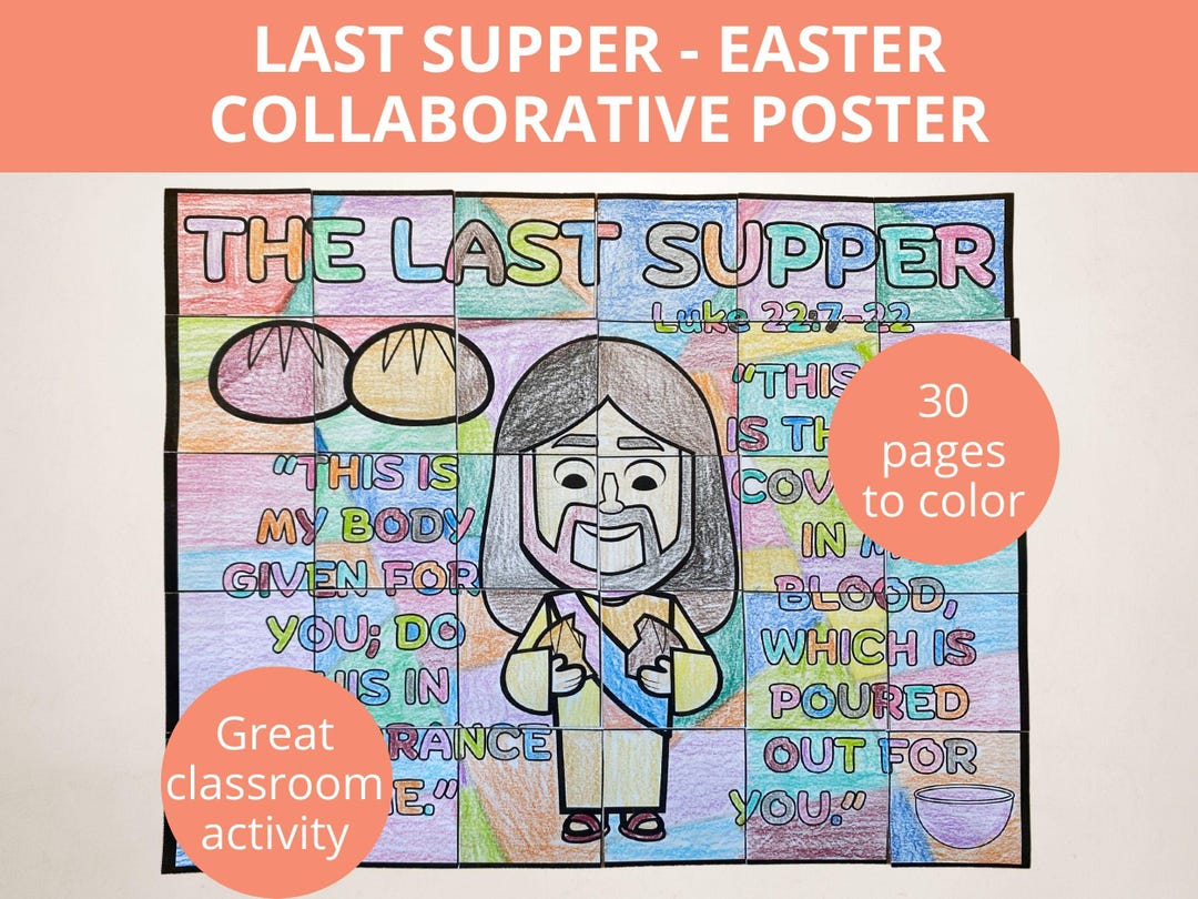 Last Supper Coloring Page, Holy Week Activity, Bible Collaborative ...