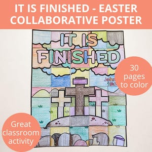 It is Finished, Easter Coloring Pages, Bible Collaborative Posters ...
