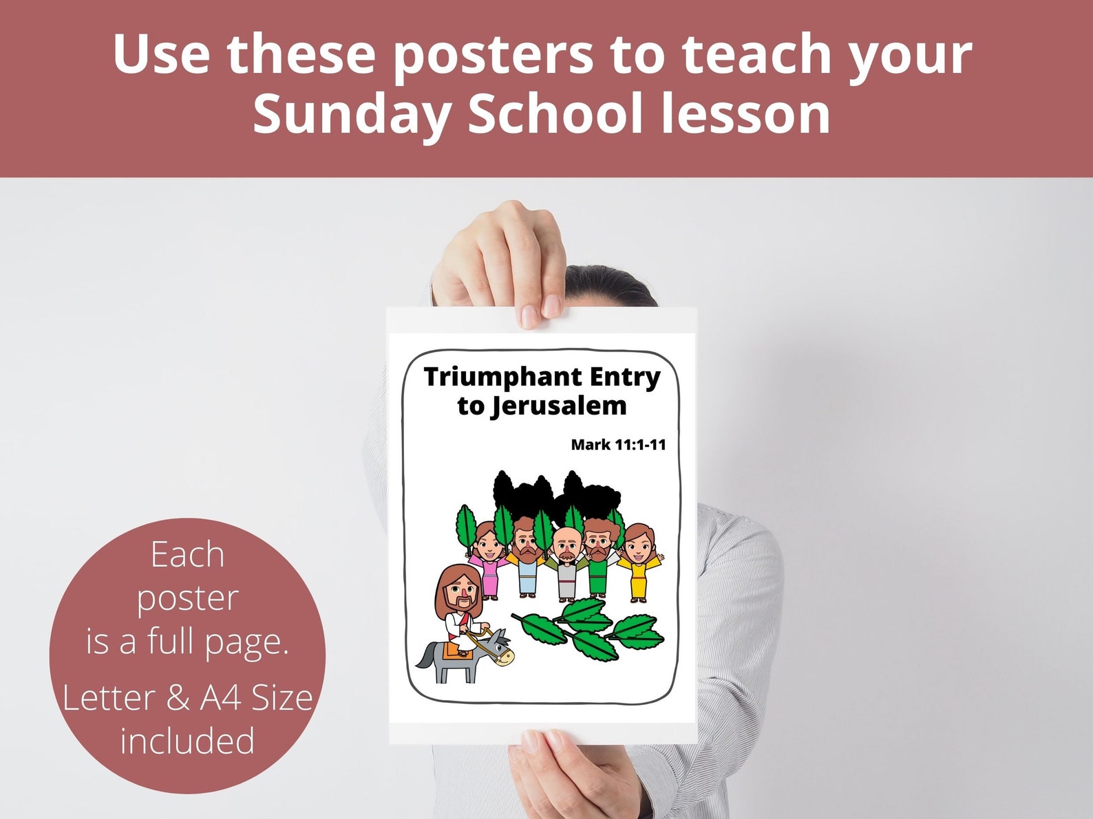 Palm Sunday, Jesus' Triumphant Entry to Jerusalem, Bible Story Poster ...
