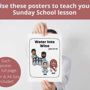 Jesus Turns Water Into Wine, Miracles of Jesus, Bible Story Posters for ...