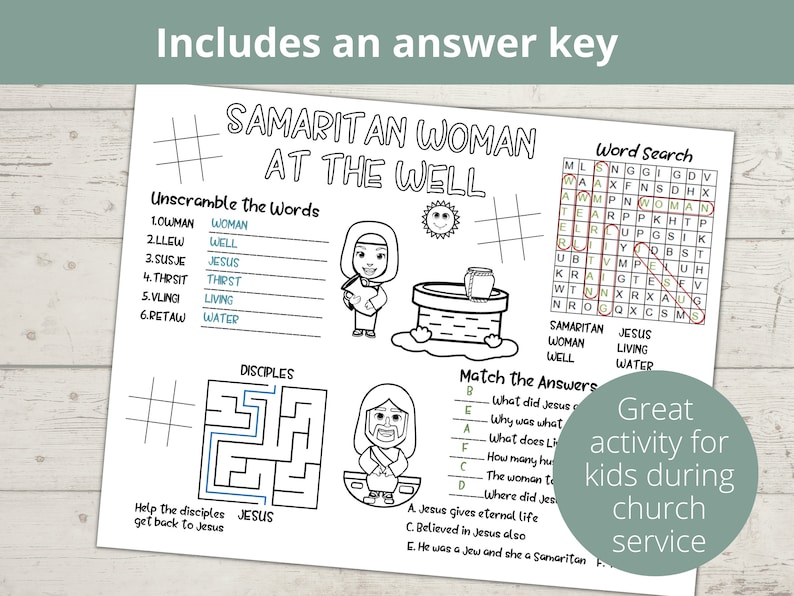 Woman at the Well, Bible Activity, Samaritan Woman, Church Kid Activity ...
