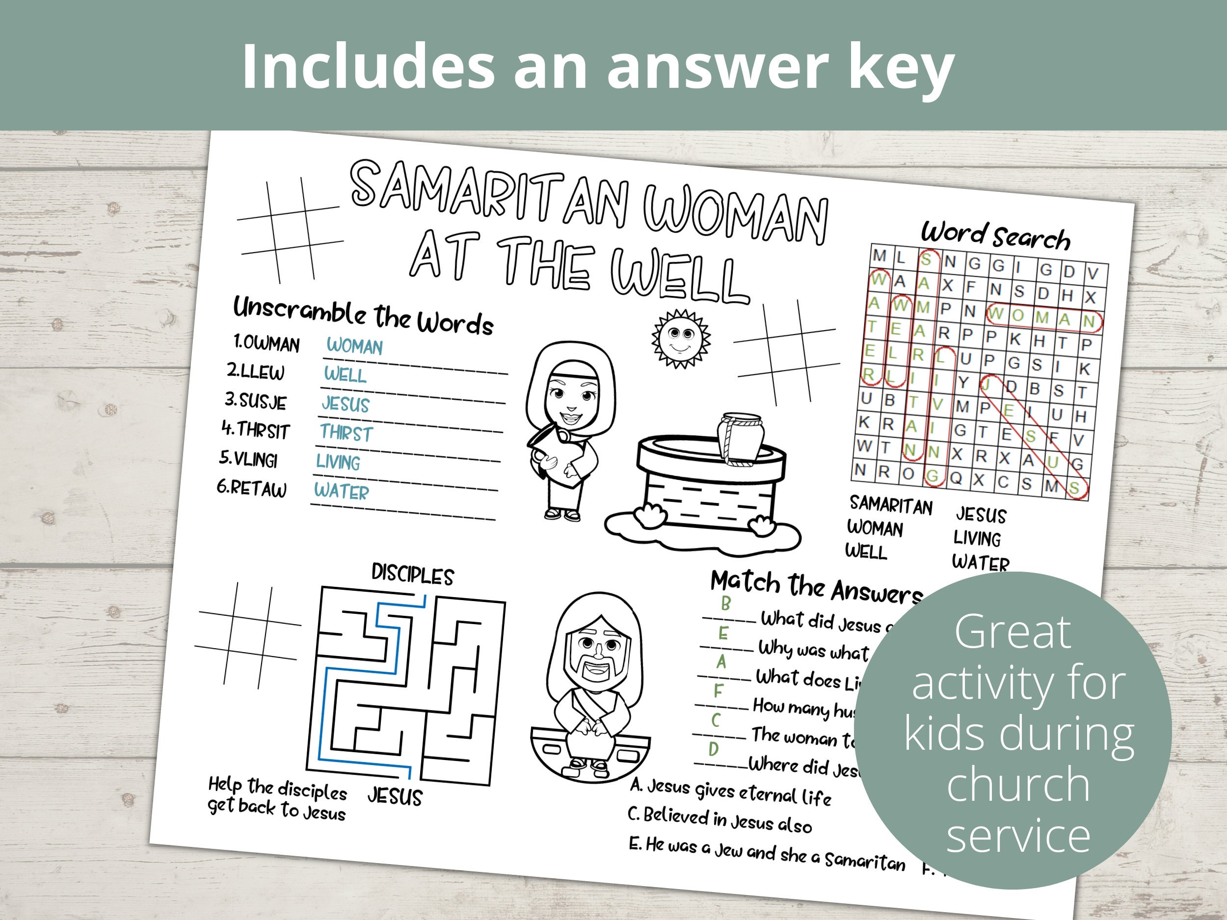 Woman at the Well, Bible Activity, Samaritan Woman, Church Kid Activity ...