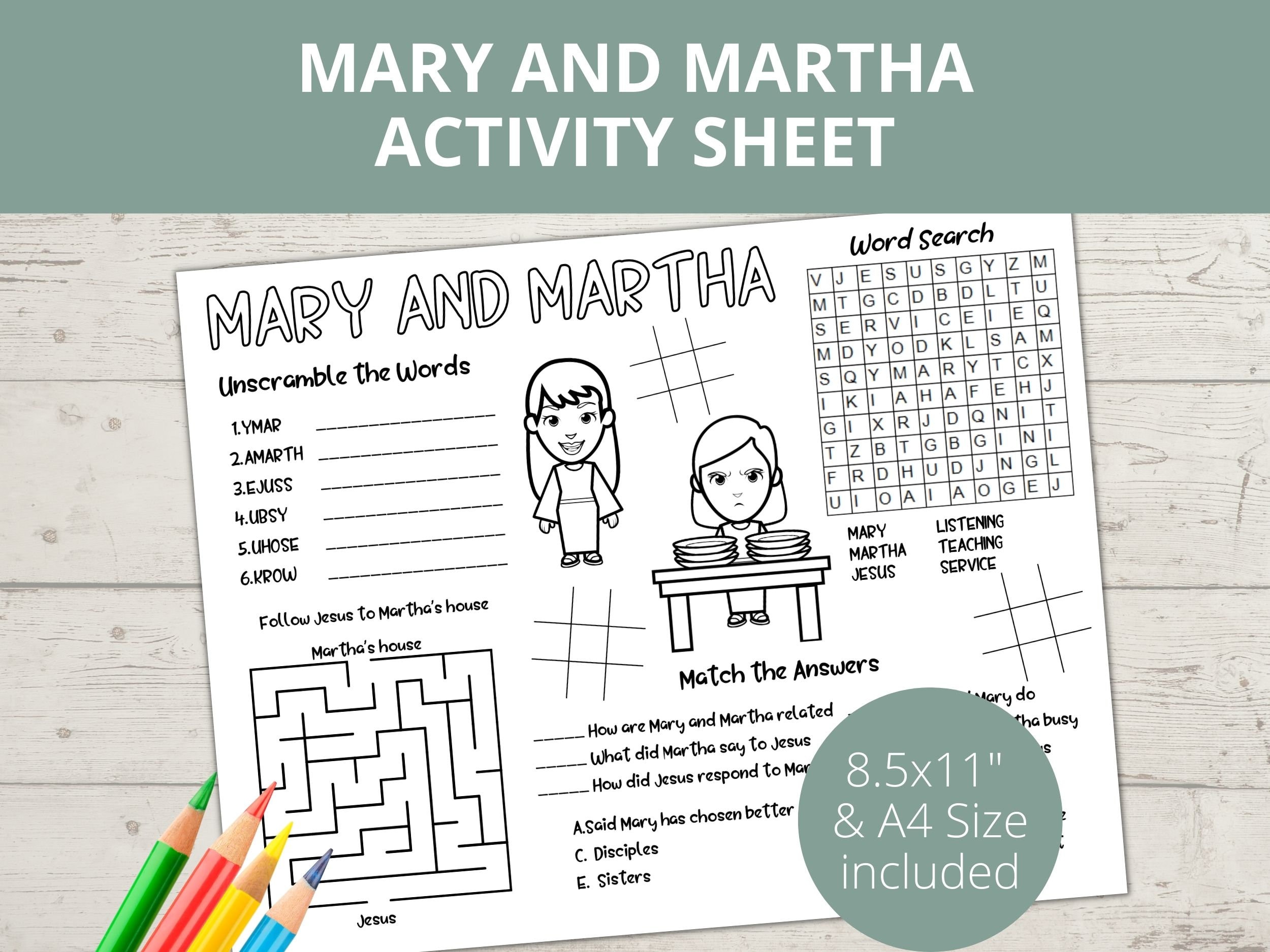Mary and Martha Craft, Martha and Mary, Bible Activity, Church Kids Activity, Sunday School ...