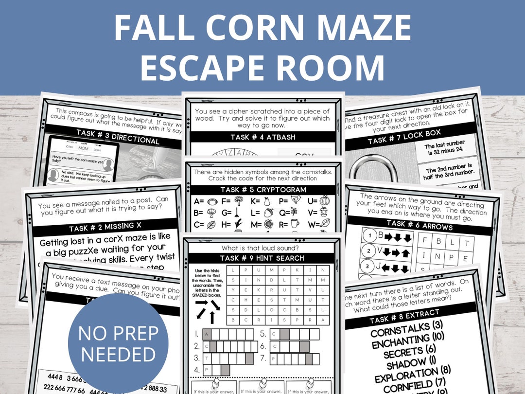 Fall Escape Room for Kids, Escape Room Printable, Thanksgiving Games ...