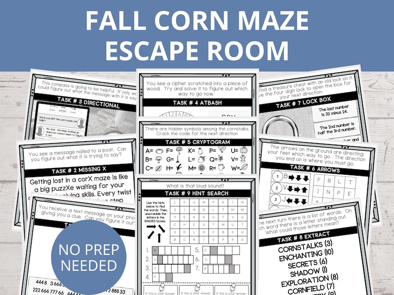 Fall Escape Room for Kids, Escape Room Printable, Thanksgiving Games ...