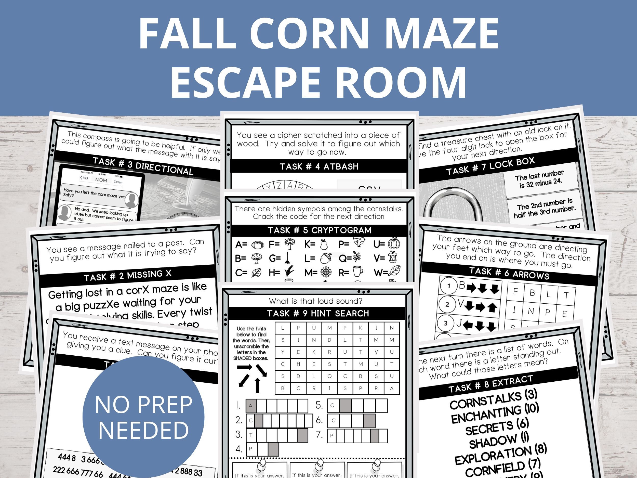 Fall Escape Room for Kids, Escape Room Printable, Thanksgiving Games ...