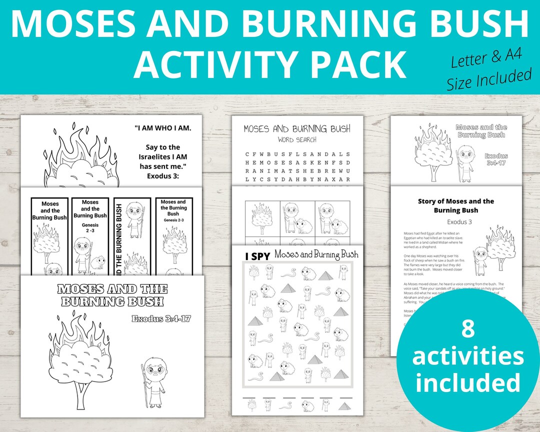 Moses and the Burning Bush Bible Story Activities Sunday - Etsy