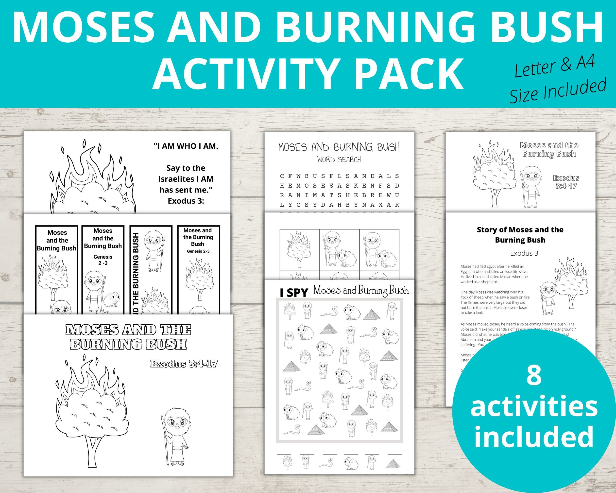 Moses and the Burning Bush Bible Story Activities Sunday - Etsy Ireland