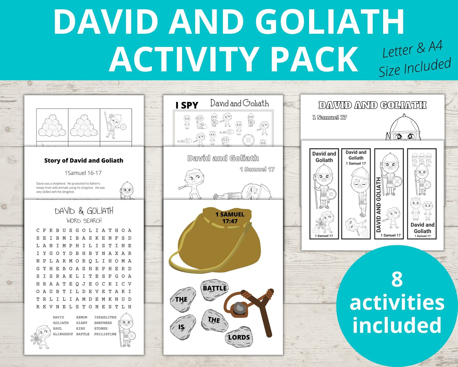 David and Goliath Bible Story Activities Sunday School Craft - Etsy