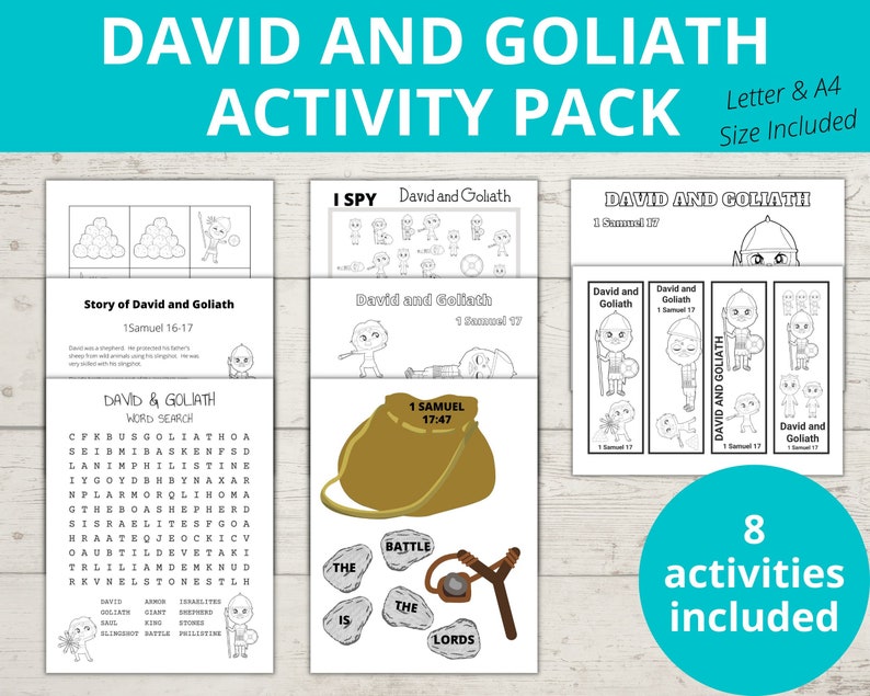 David y Goliat Actividades de cuentos bíblicos Manualidades - Etsy México