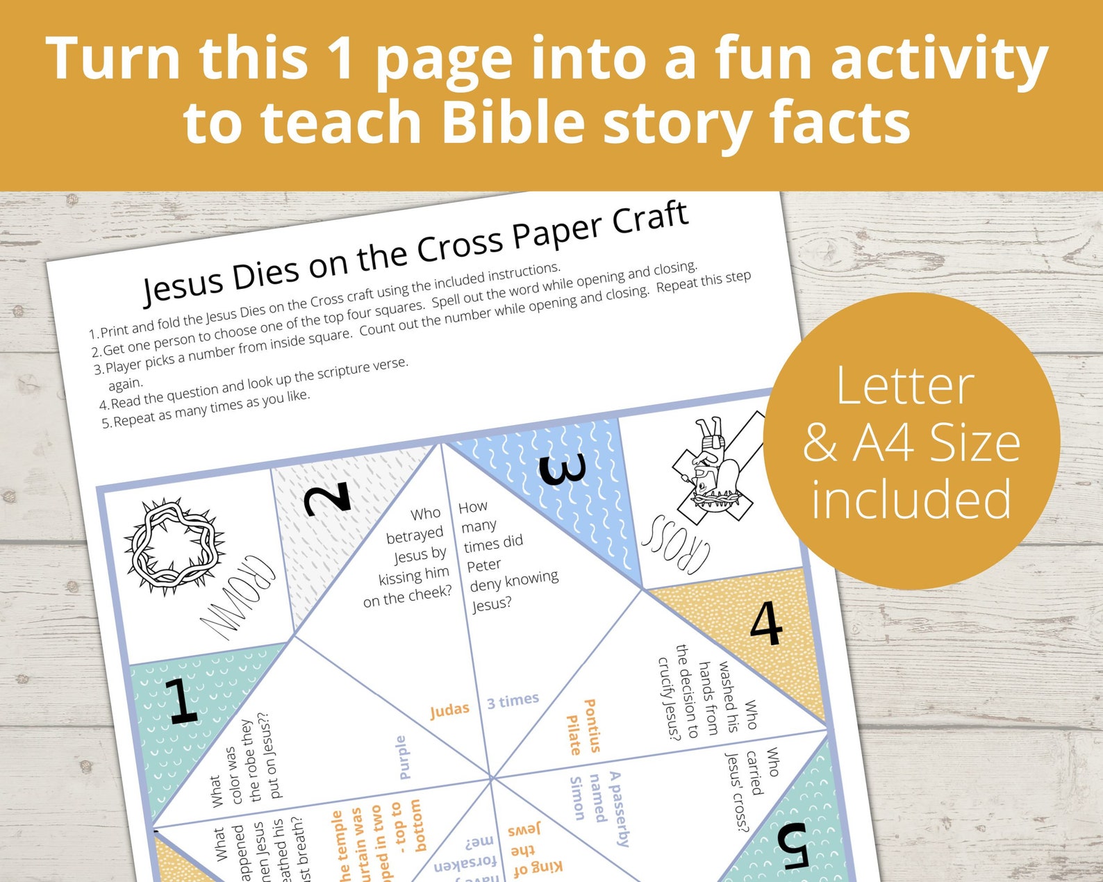 Crucifixion on the Cross, Easter Story Activity, Holy Week Activity ...