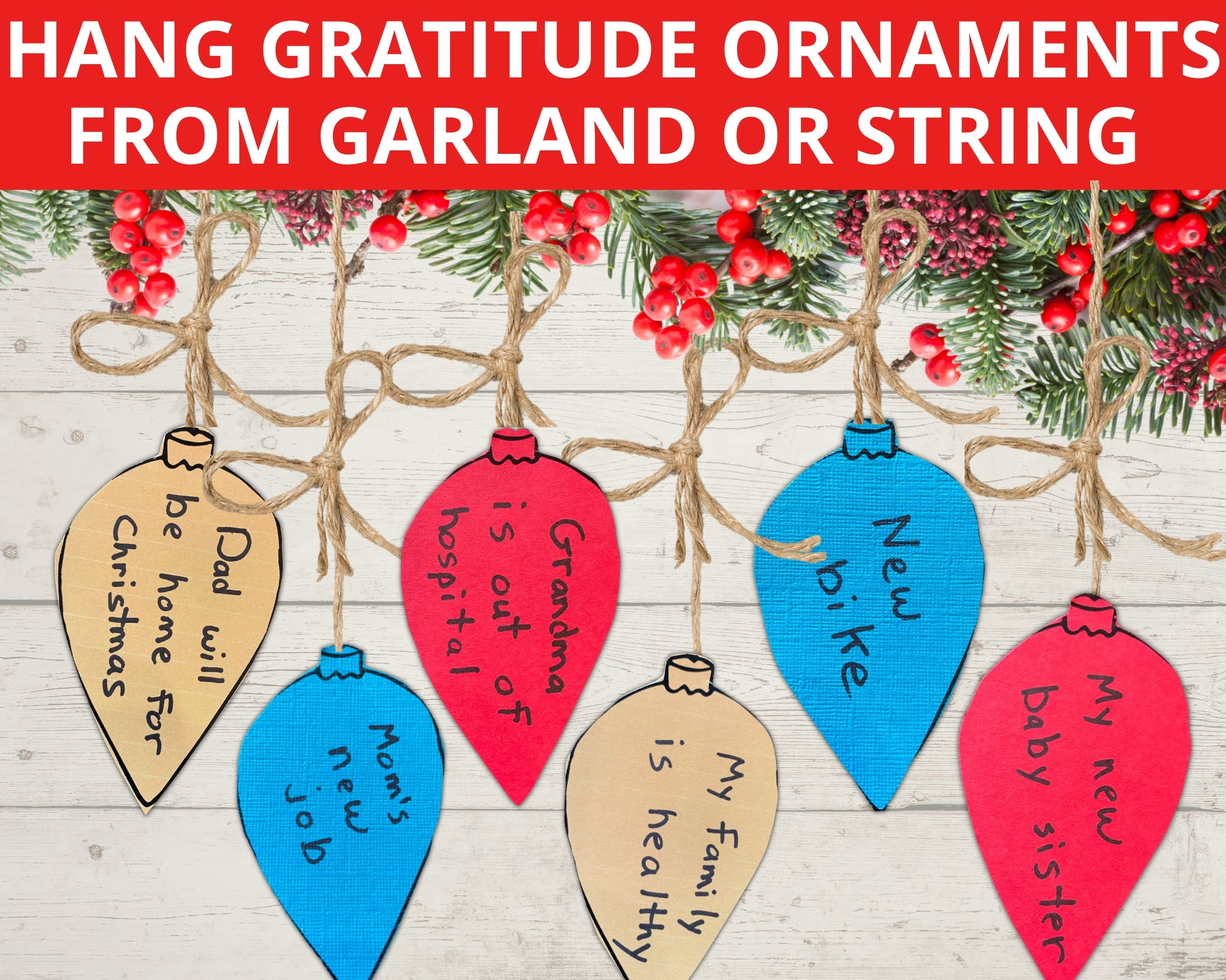 Gratitude Garland Printable, Christmas Grateful, I Am Thankful For ...