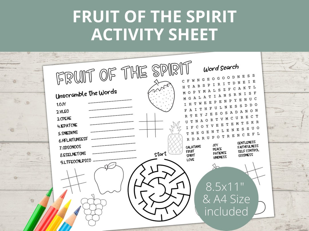 Fruit of the Spirit Activity Page, Coloring Page, Bible Activity ...