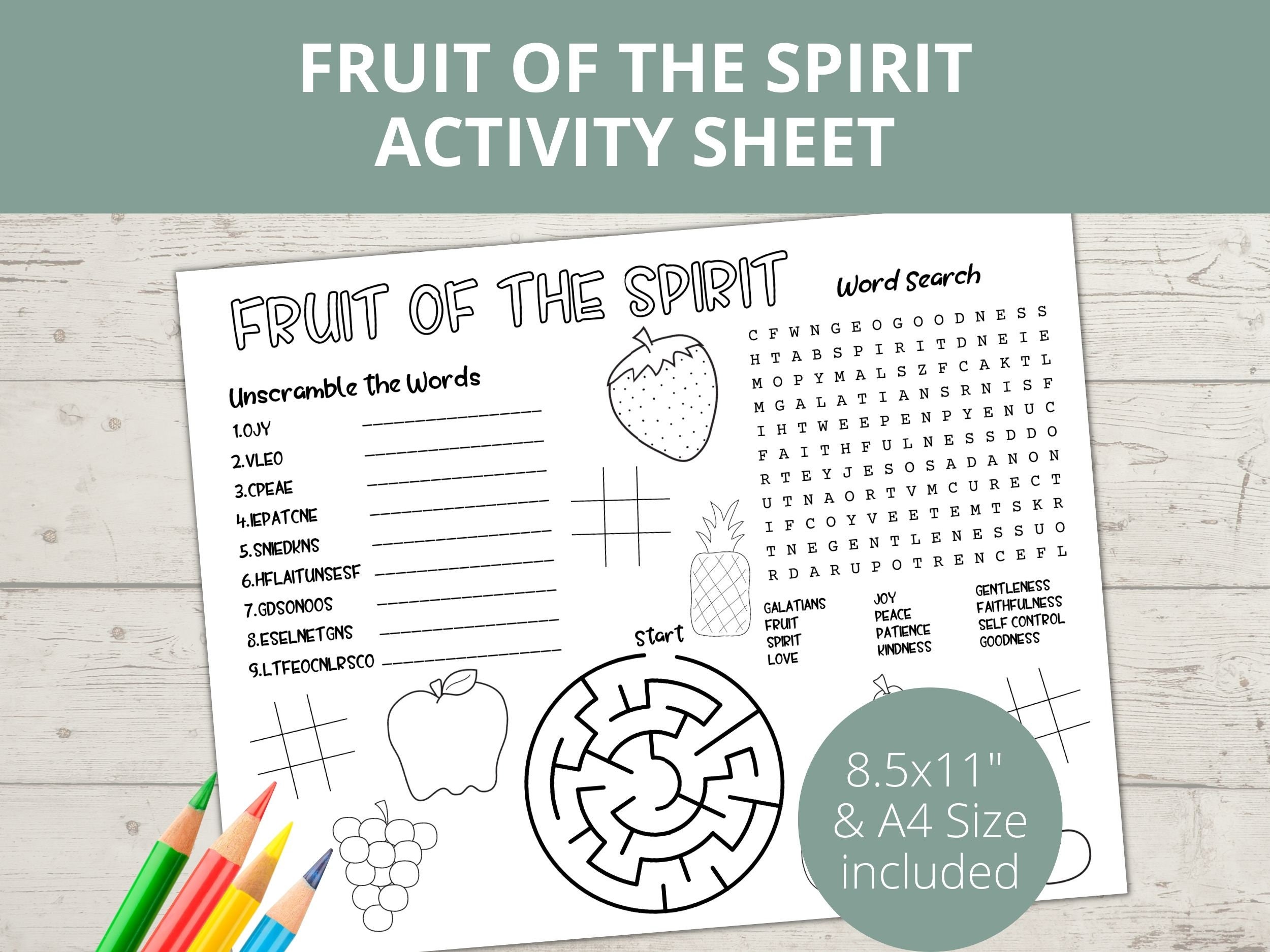 Fruit of the Spirit Activity Page, Coloring Page, Bible Activity ...