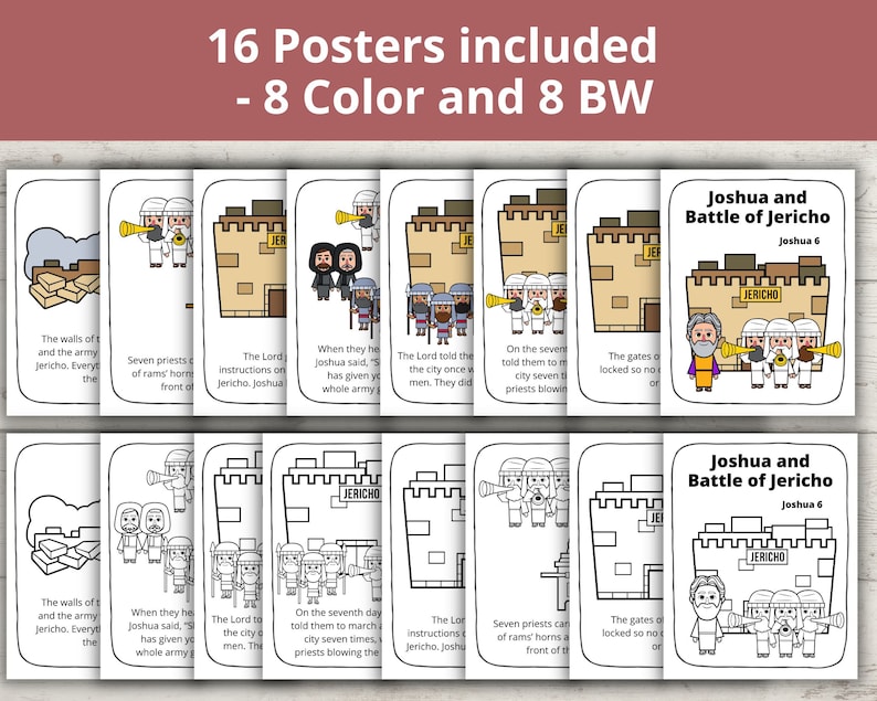 Battle of Jericho, Joshua and Battle of Jericho, Bible Story Poster ...