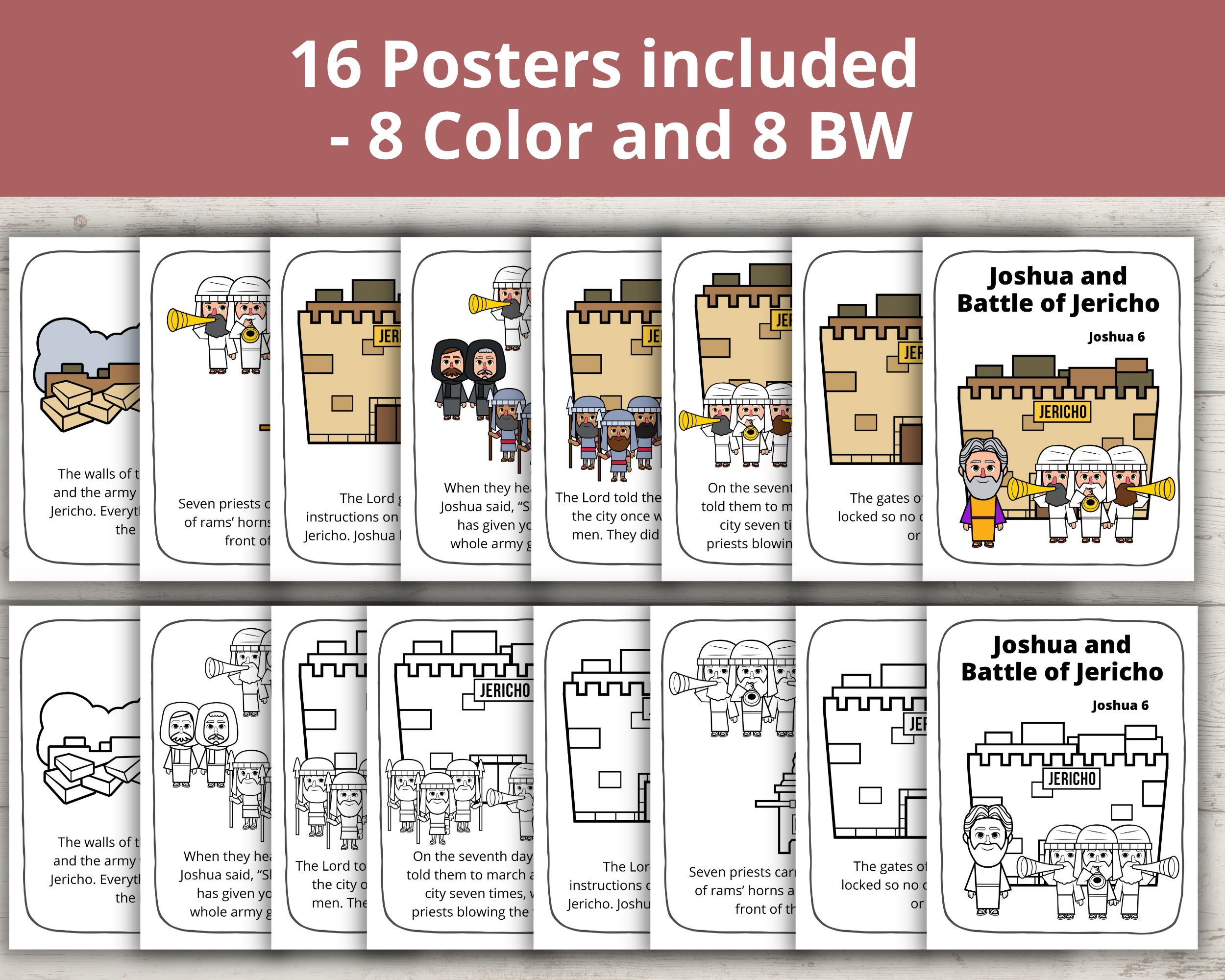 Battle of Jericho, Joshua and Battle of Jericho, Bible Story Poster ...