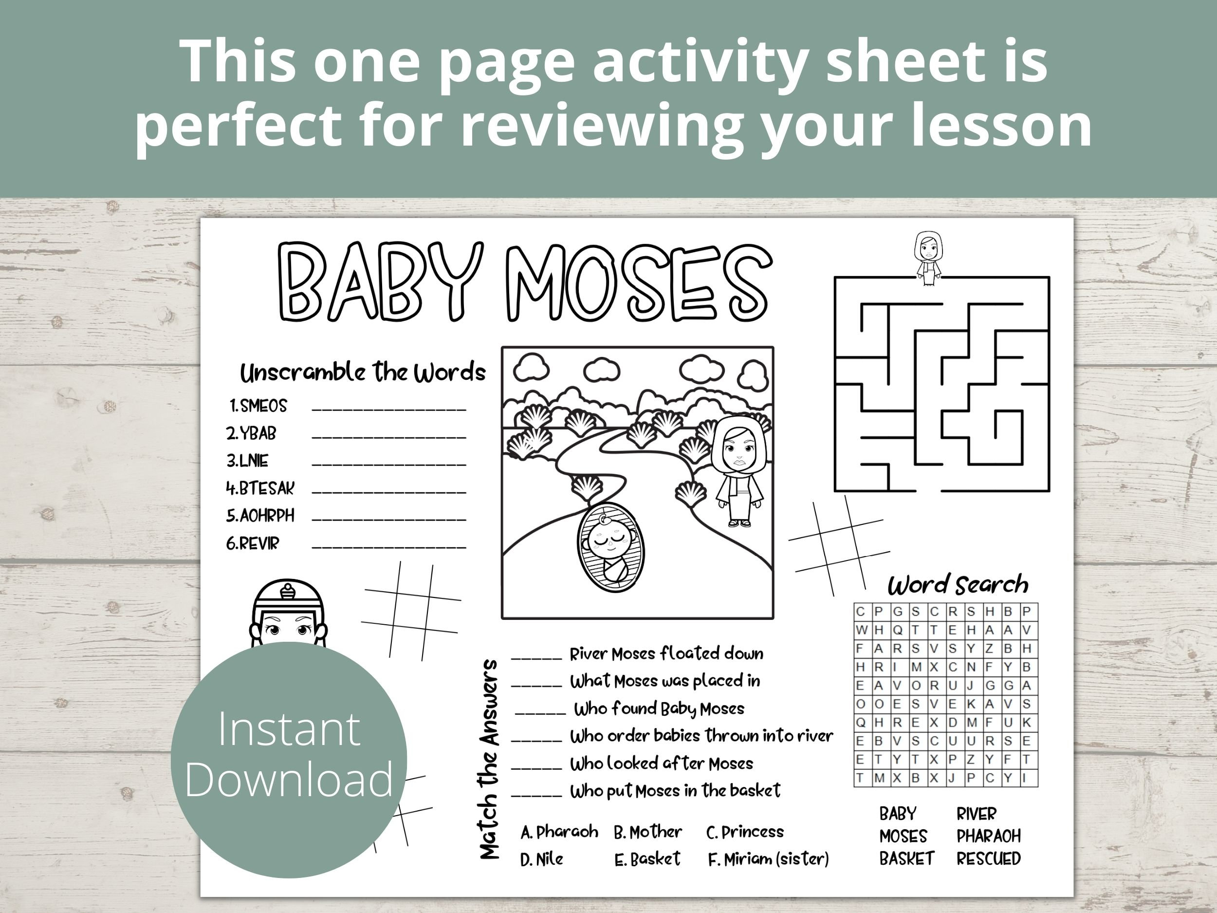 Baby Moses Craft, Sunday School Activities, Bible Placemat, Bible ...