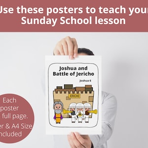 Battle of Jericho, Joshua and Battle of Jericho, Bible Story Poster ...