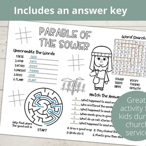 Parable of the Sower and the Seeds Printable, Bible Activity, Church ...