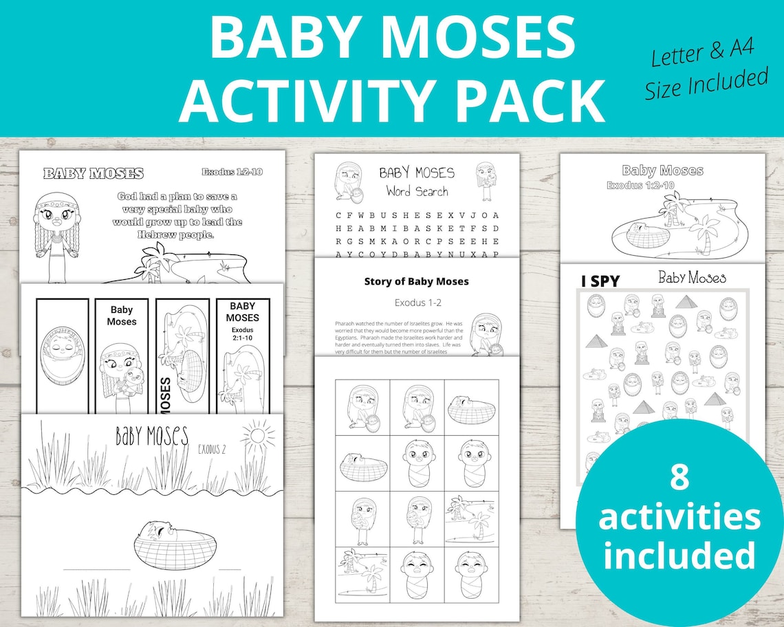 Baby Moses Bible Story Activities Sunday School Craft Moses - Etsy