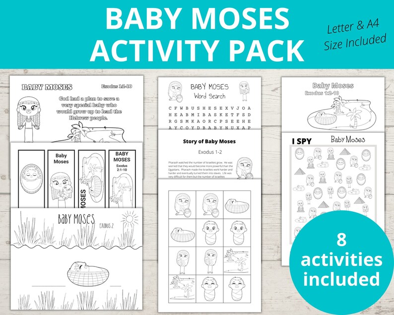 Baby Moses Bible Story Activities Sunday School Craft Moses - Etsy