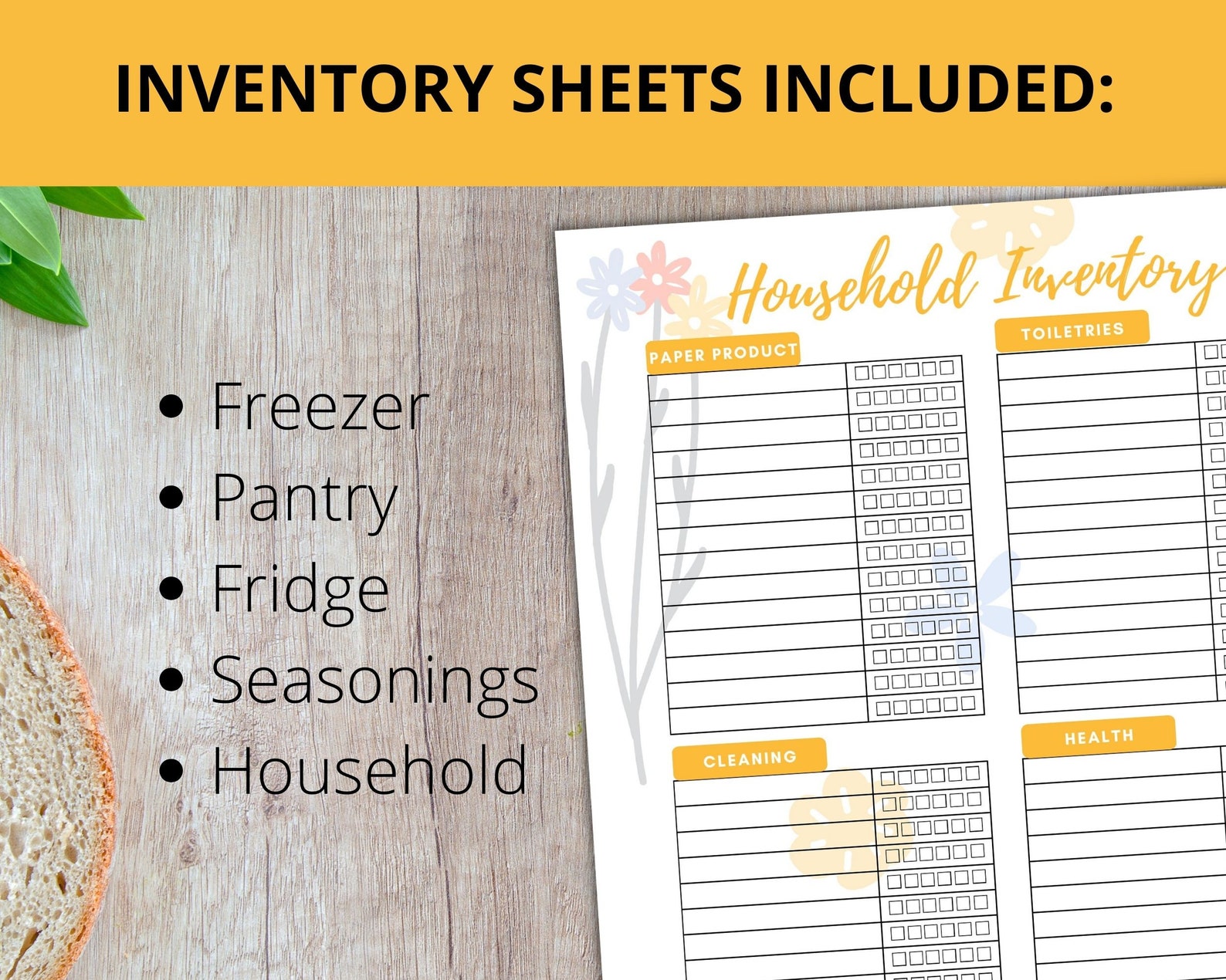 Inventory Tracker, Kitchen Inventory Editable, Freezer Inventory ...