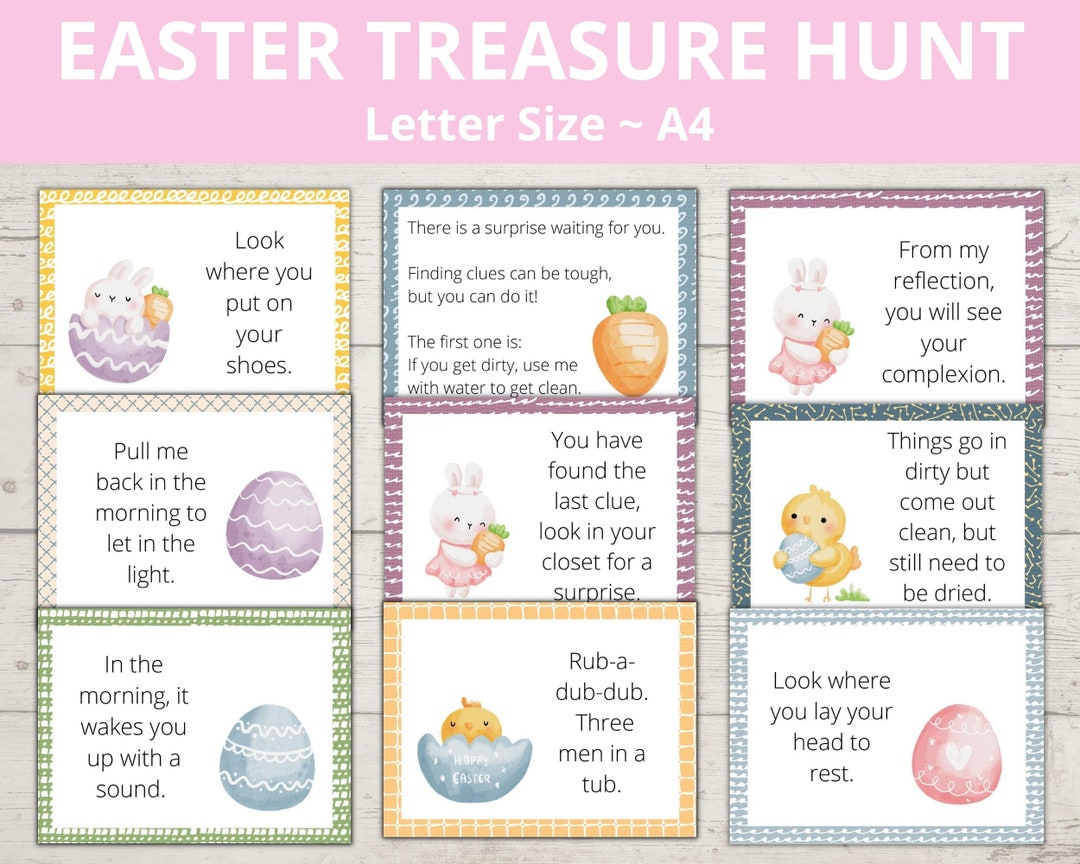 Easter Scavenger Hunt, Treasure Hunt Clues, Easter Egg Hunt, Easter ...