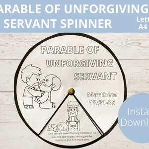 Parable of Unforgiving Servant Sunday School Activities Kids - Etsy