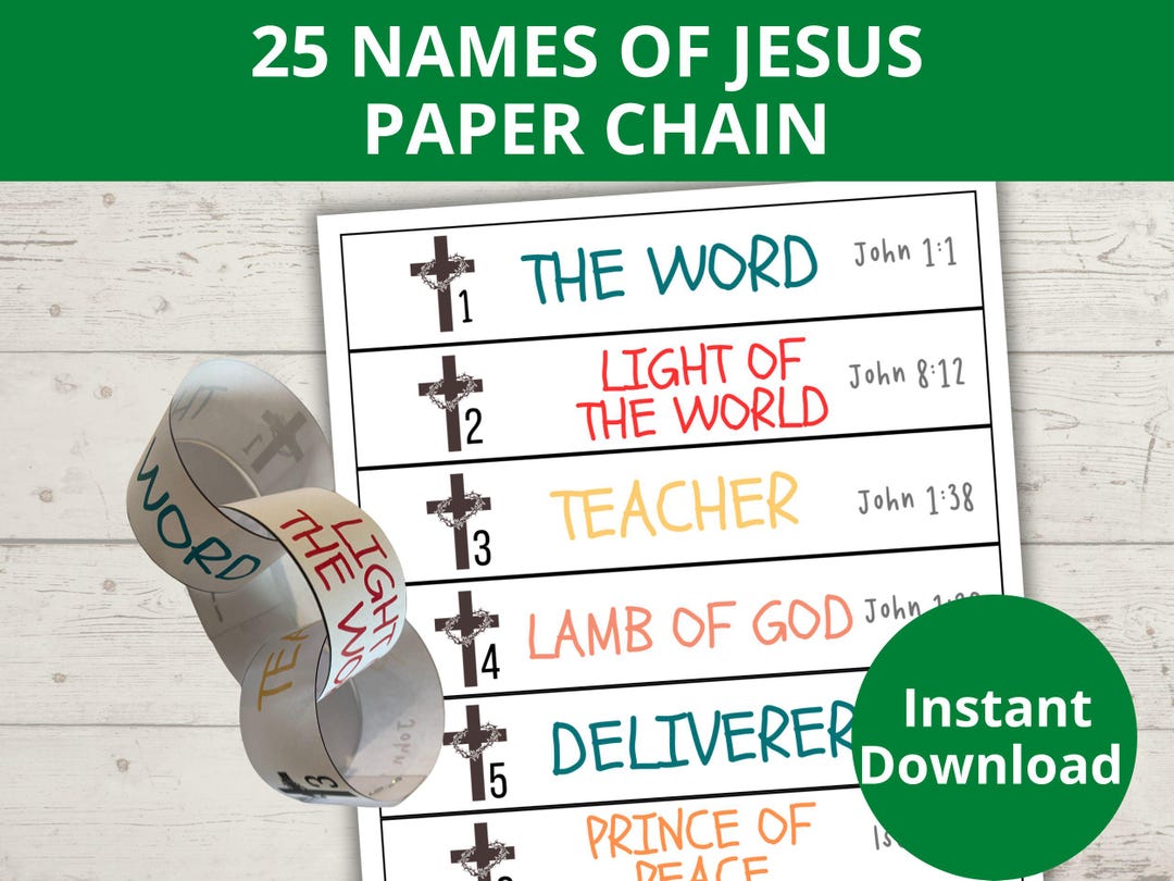 Names of Jesus Paper Chains, Easter Activity Sheet, Names of Jesus ...