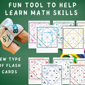 Math Flash Cards, Math Fortune Teller, Times Table, Multiplication ...