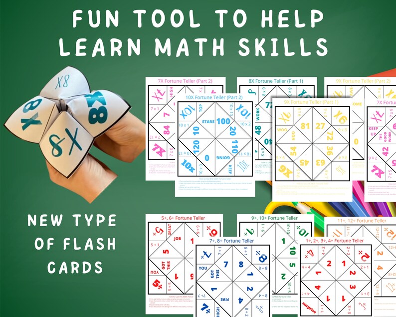 Math Flash Cards, Math Fortune Teller, Times Table, Multiplication ...