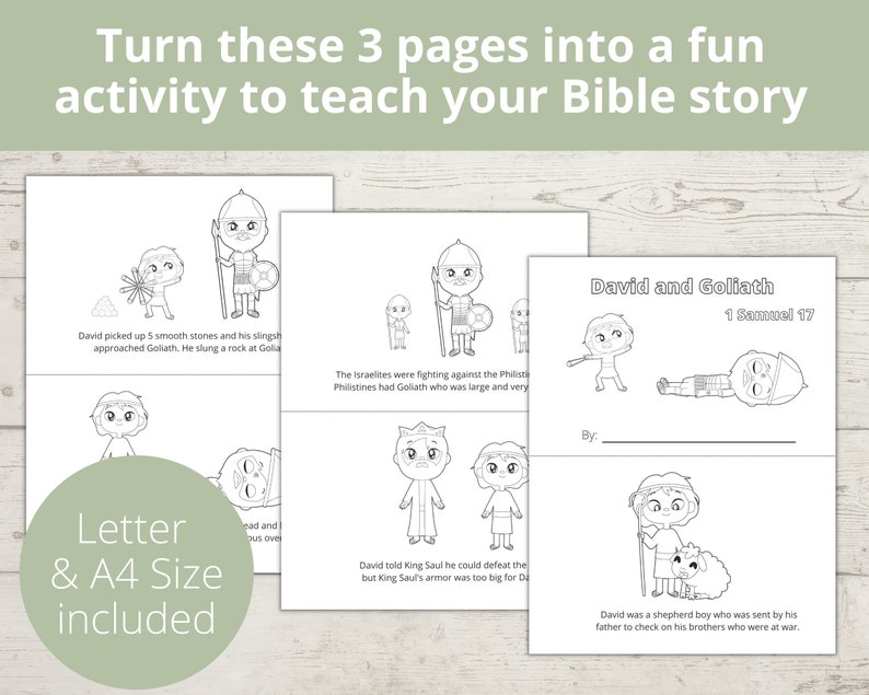 David and Goliath Book, David and Goliath Craft, Bible Story Coloring ...
