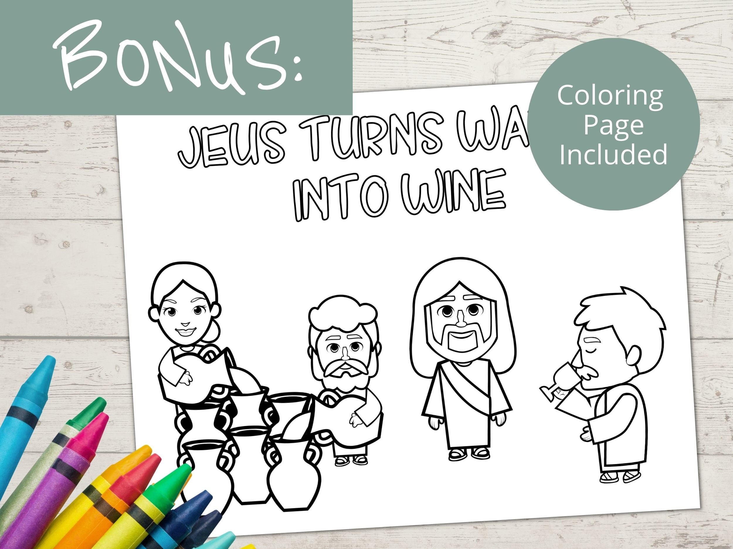 Jesus Turns Water Into Wine Craft, Church Kids Activity, Activity Pages ...