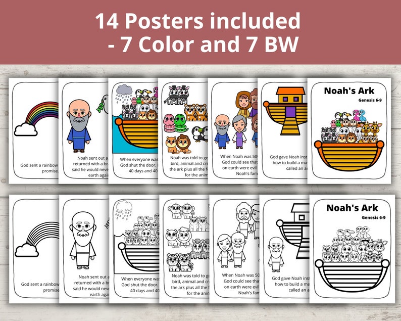 Noahs Ark Activity, Bible Story Posters, Morning Basket Printable ...