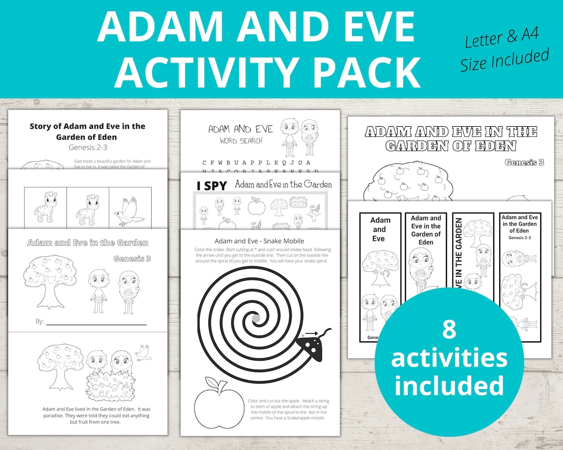 Adam and Eve Bible Story Activities Sunday School Craft - Etsy