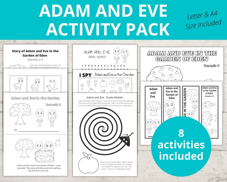 Adam and Eve Bible Story Activities Sunday School Craft - Etsy