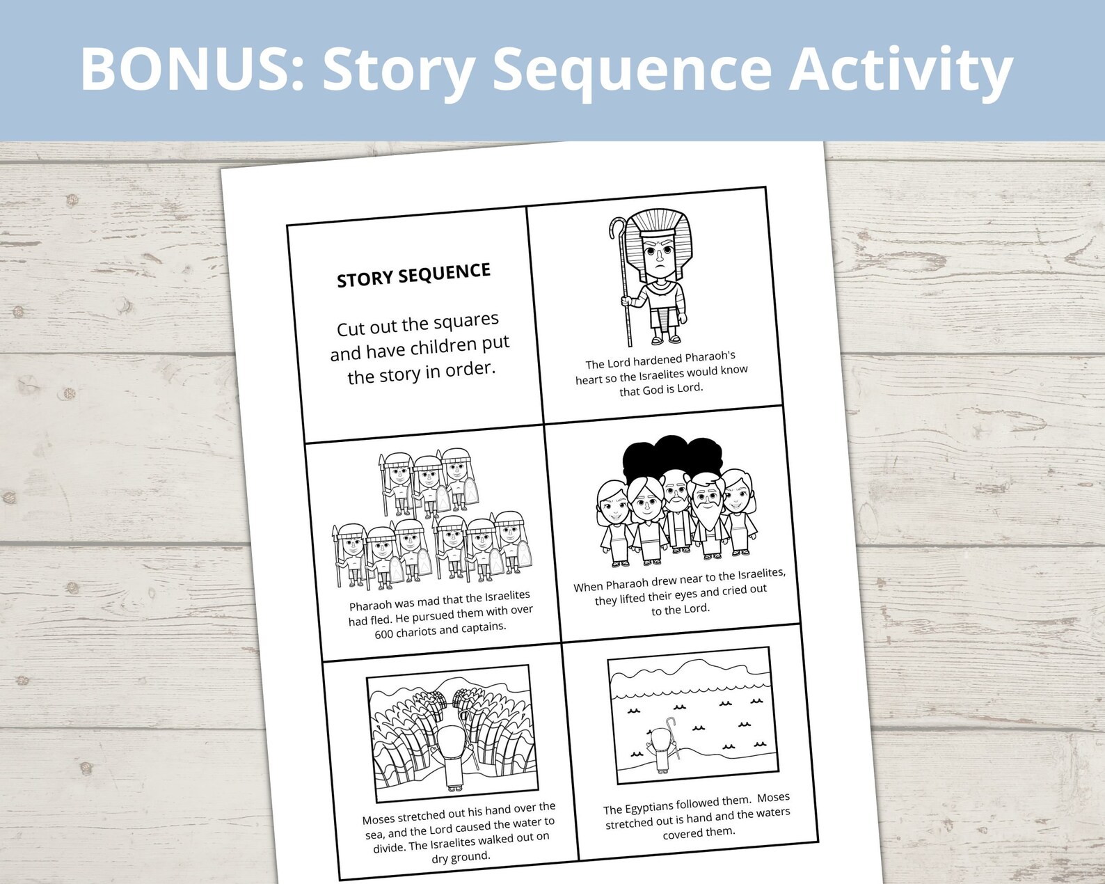 Crossing the Red Sea, Moses Crossing the Sea, Bible Story Printable ...