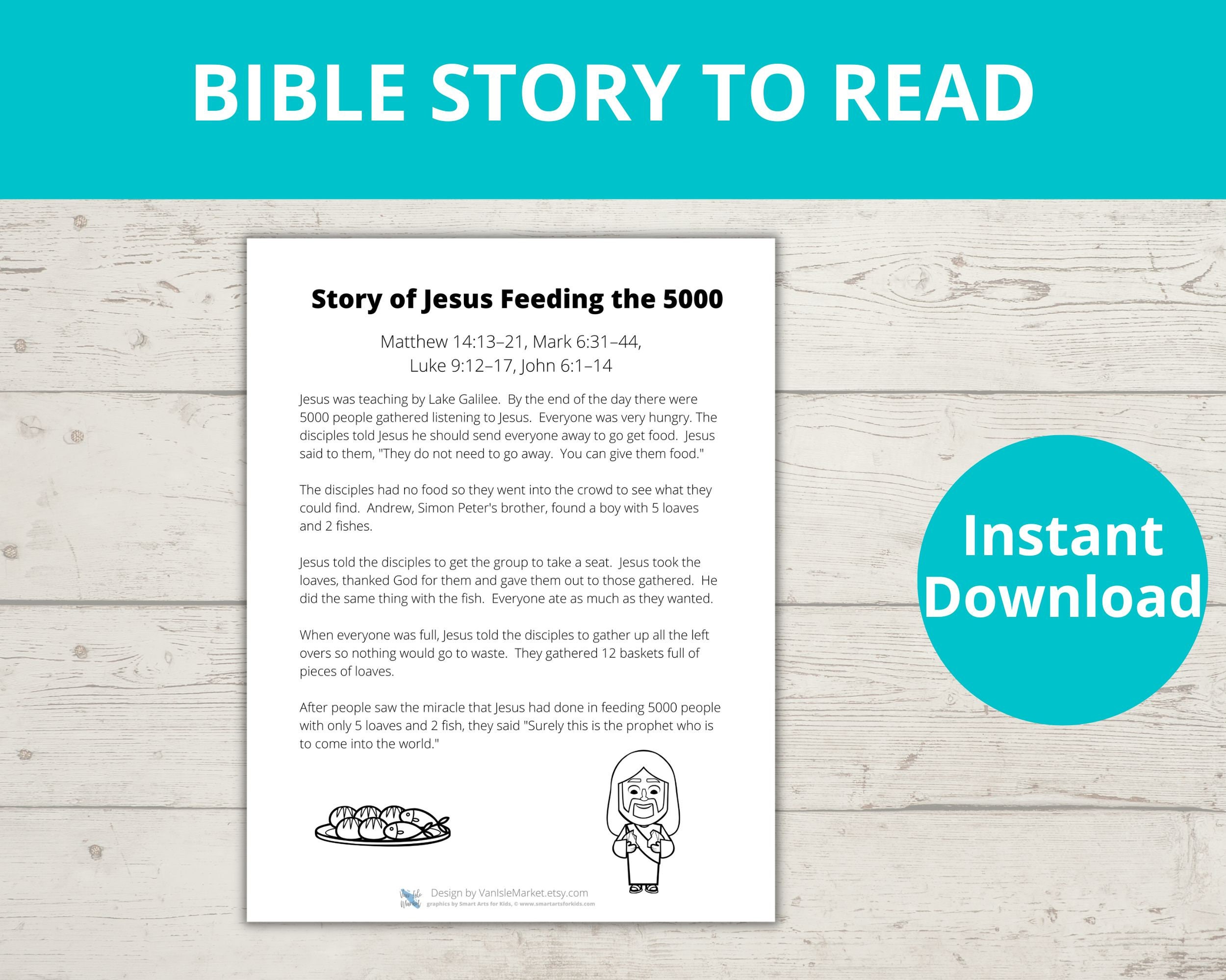Jesus Feeds 5000 Bible Story Activities, Sunday School Craft, Activity ...