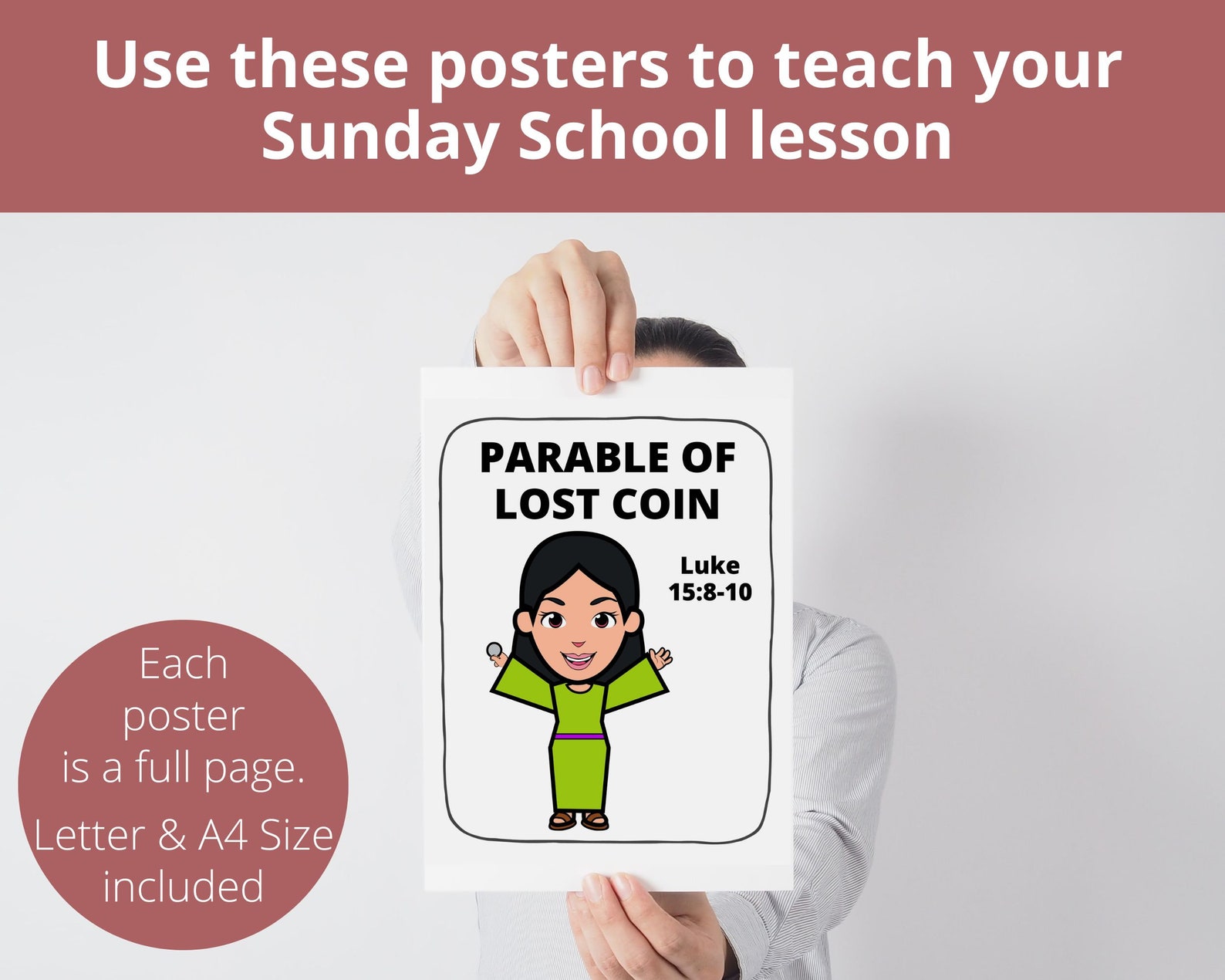 Parable of Lost Coin, Bible Story Poster, Church Bulletin Board ...